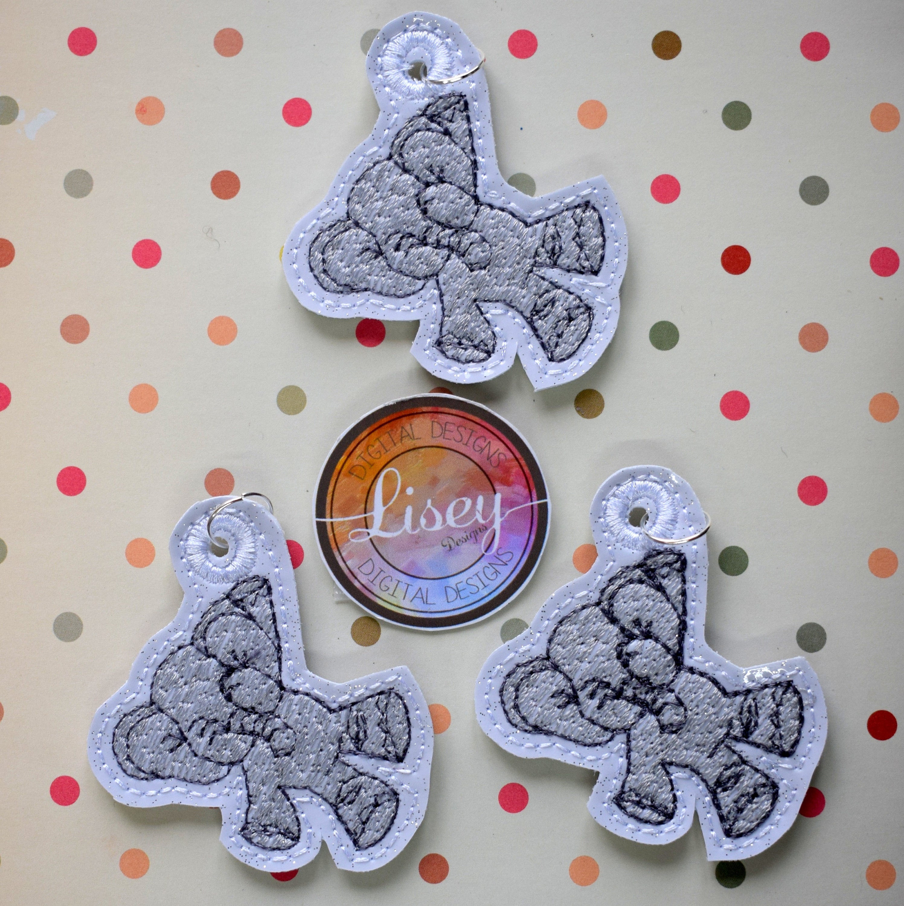 DIGITAL PATTERN 3 Floating Elephant Embroidered Charms | Etsy