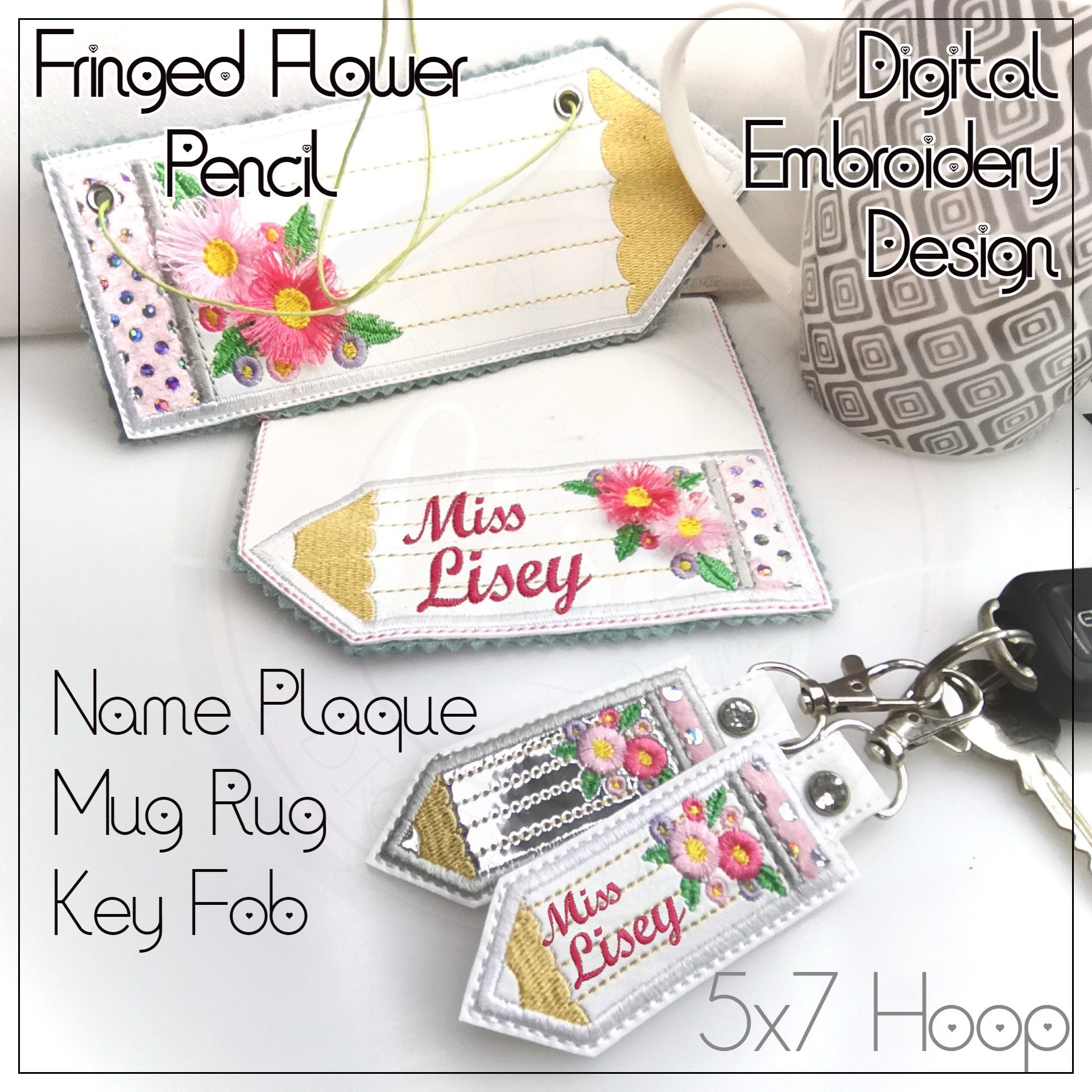 Pretty Fringed Flower Pencil SET Teacher Appreciation 3D - Etsy