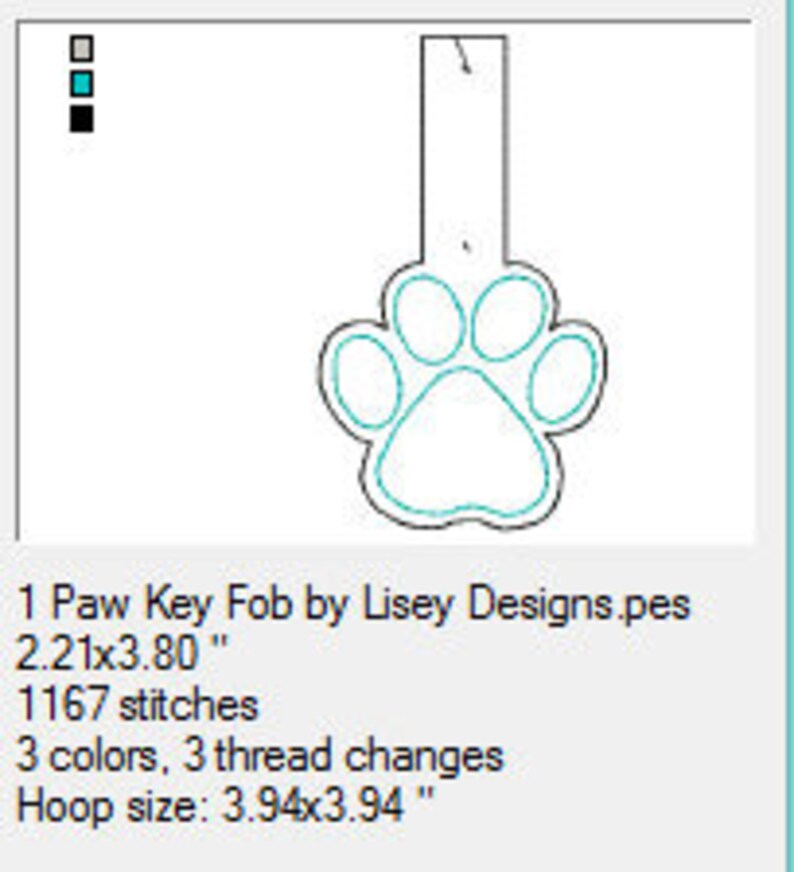 Paw Key Fob Paw Embroidery PAW Embroidery Lisey Designs | Etsy