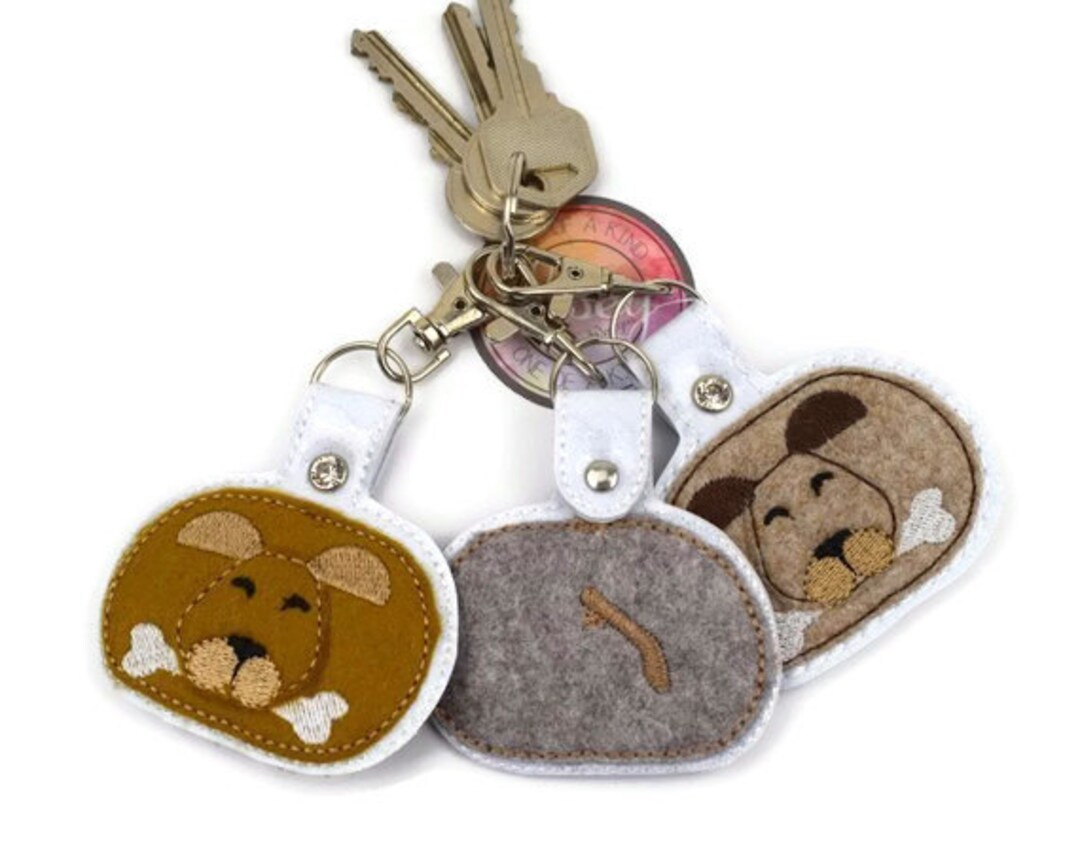 Digital File, Dog Key Fob, Double Sided Dog, Mutt With Bone Key Ring ...