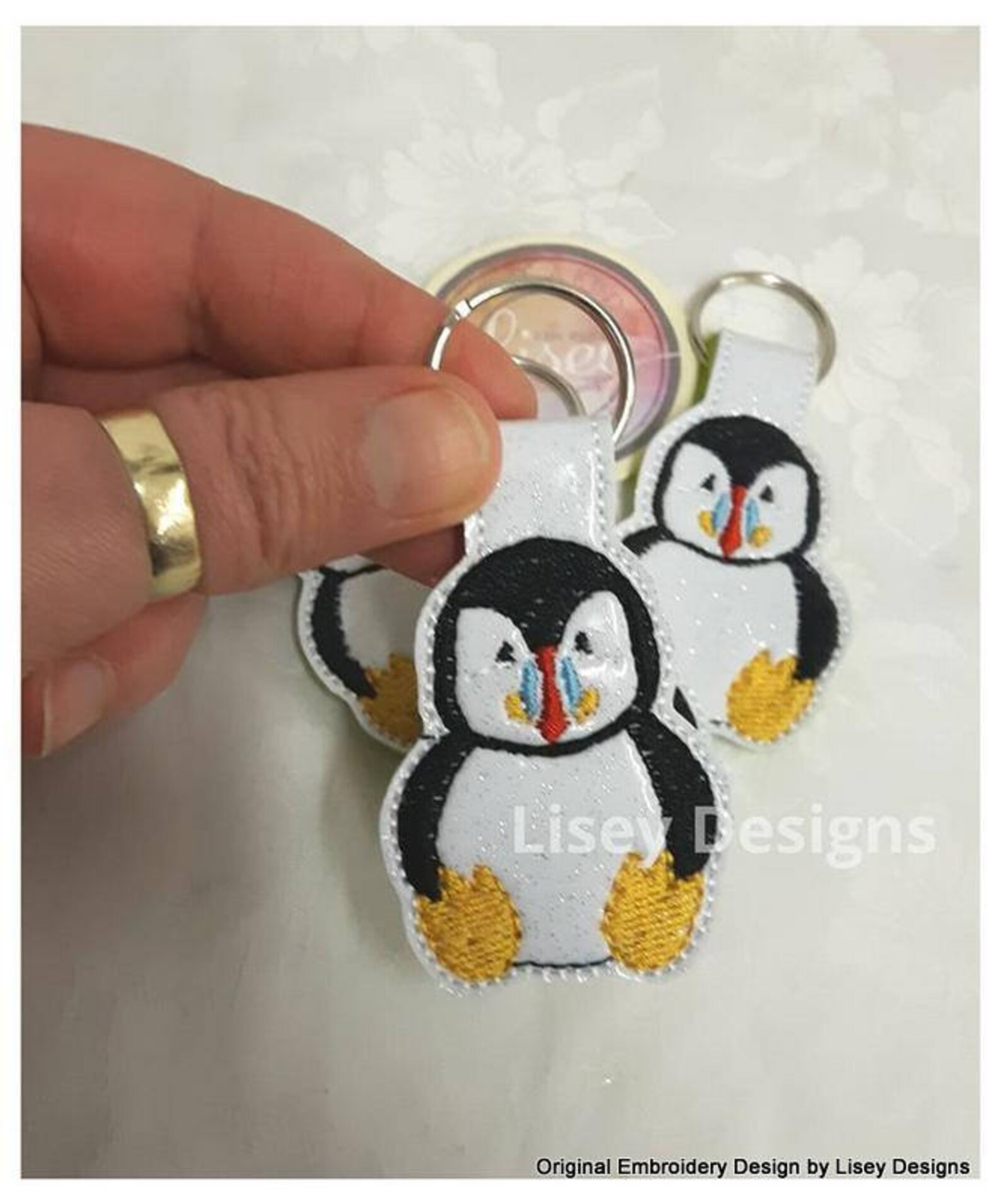 Digital File, 4x4, ITH, 2 Puffin, Key Fobs, Lisey Designs, Embroidery ...