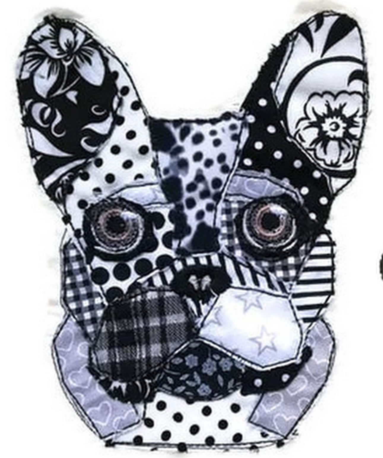 Digital File Patchwork French Bulldog Raw Edge Applique - Etsy