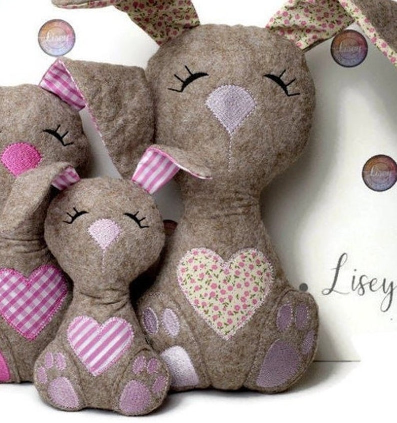 Bunny Plush Embroidery Design, ITH, Rabbit, 3 Sizes, Instant Download ...