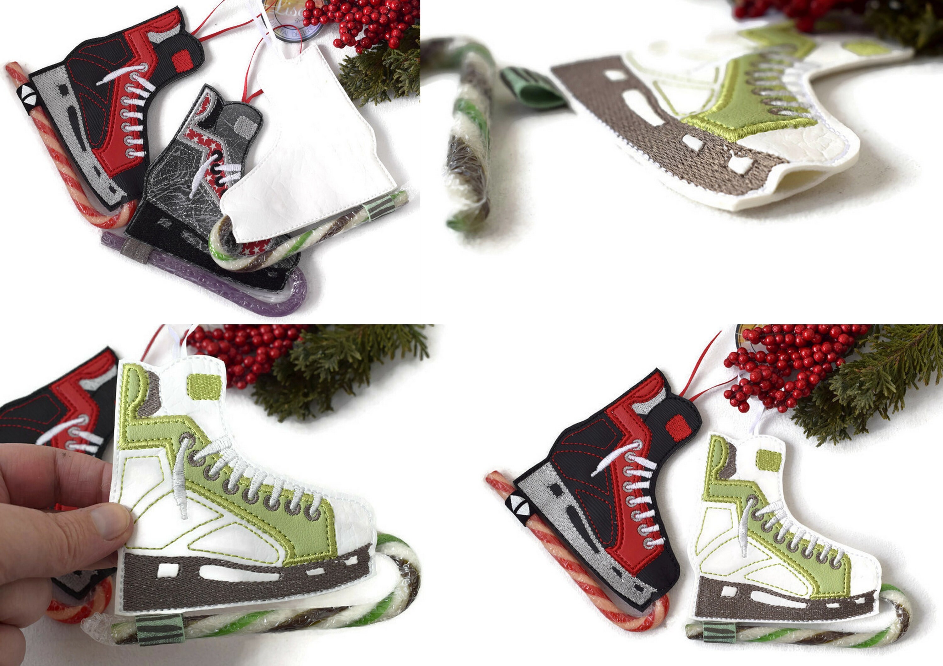 4x4 Ice Hockey Candy Cane, Skate Hanging Decoration, Speed Skate, Lisey ...