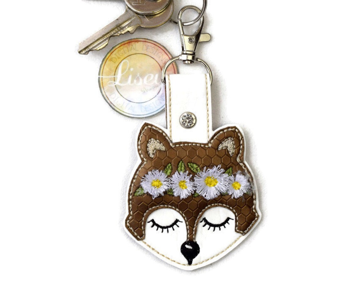 4x4 Fox Key Fob, DIGITAL PATTERN, 3D Fringed Flowers, 4x4 & 5x7 Hoop ...