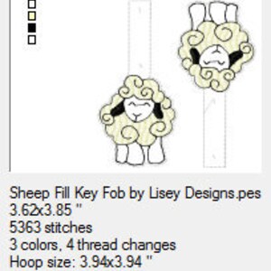 DIGITAL PATTERN, 2 Sheep Key Fob, ITH, Embroidery Designs, Lisey ...