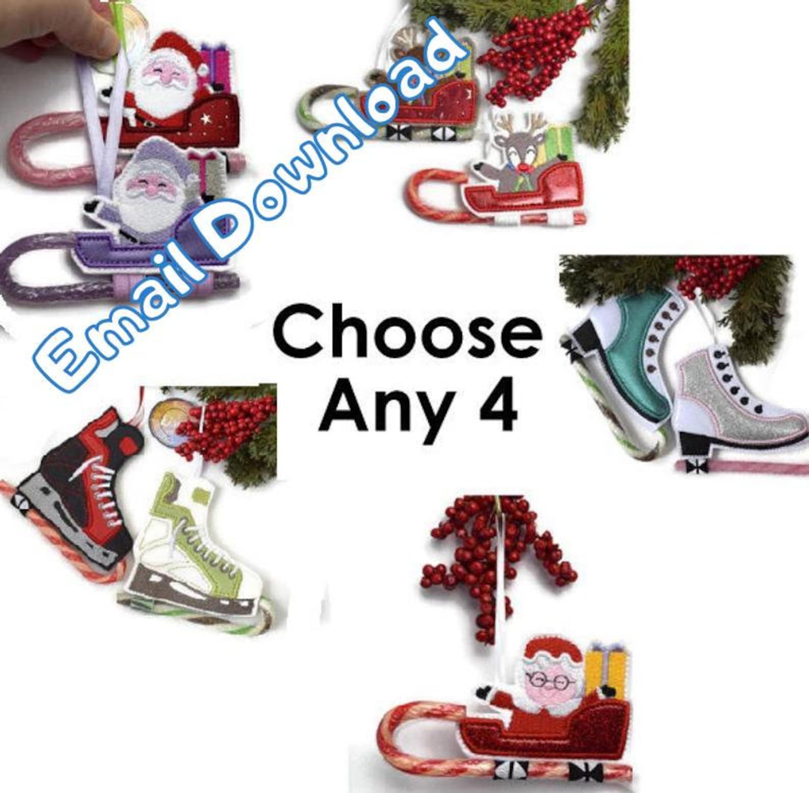 4x4 Choose Any 4 Candy Cane Decorations Machine Embroidery - Etsy UK