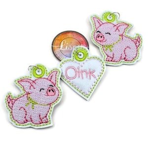 DIGITAL PATTERN, Pig Embroidery Charm, Cute Piggy Charm, Zipper Set ...