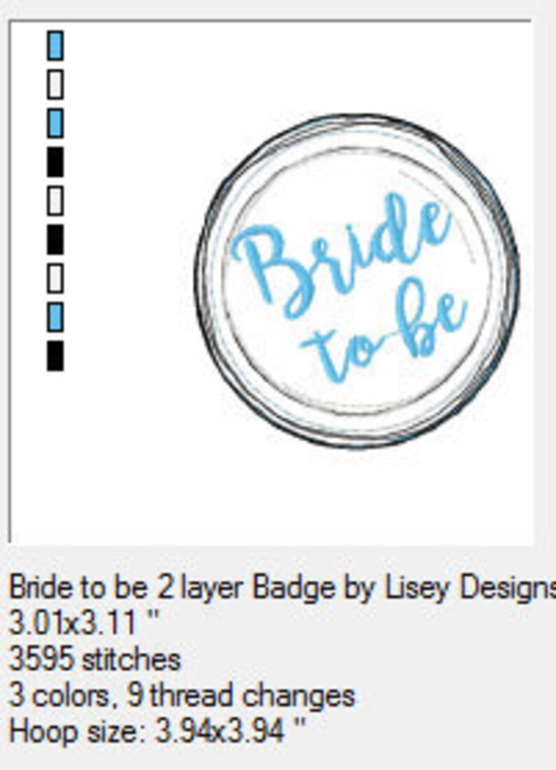 DIGITAL PATTERN Bride To Be Digital Badge Embroidery Design | Etsy