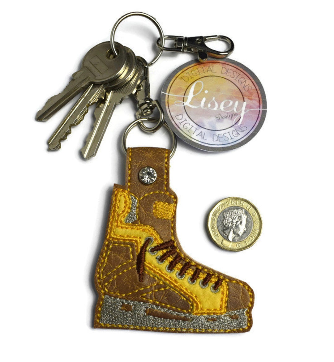 Ice Hockey Skate Key Fob, Speed Skating, Lisey Designs, 4x4 Hoop - Etsy