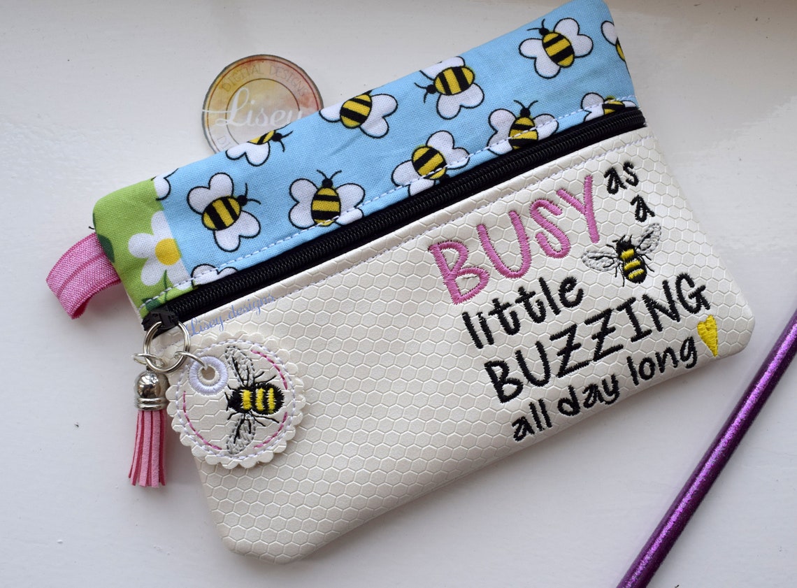 5x7 Bee Zipper Purse, DIGITAL PATTERN, Plus FREE Zipper Bee Charm, Busy ...