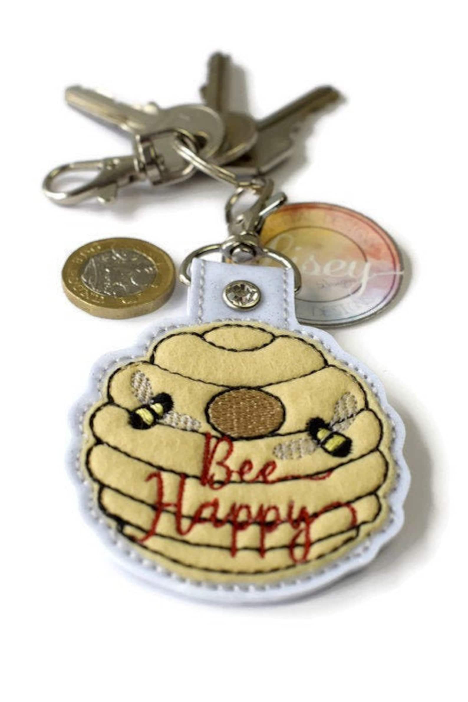 DIGITAL PATTERN Bee Happy Key Fob Beehive Bee Key Fob 4x4 - Etsy UK