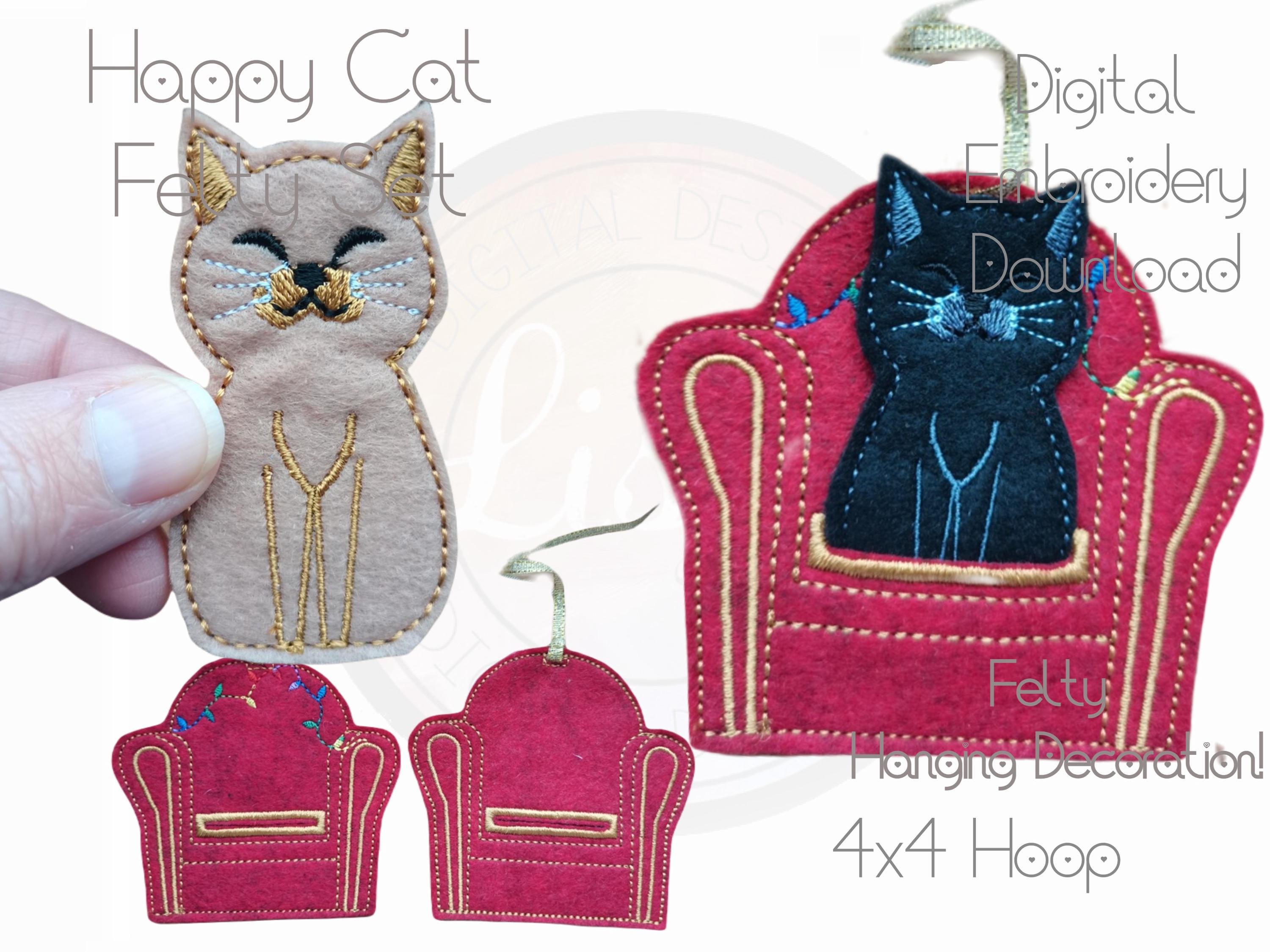 Cat & Fairy Lights on Couch Felty, Hanging Decoration, Christmas Design ...