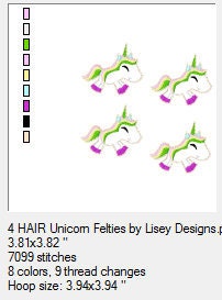 DIGITAL PATTERN, Unicorn Feltie, Bow Center, Hair Slide, in the Hoop ...