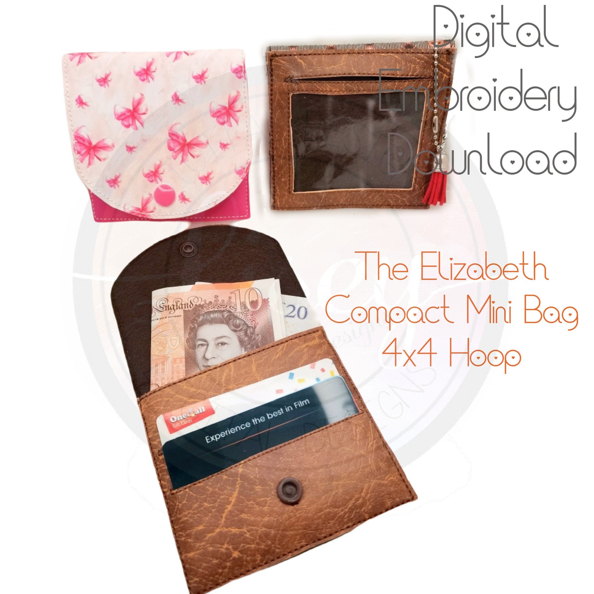 Mini Wallet 4x4 Hoop Elizabeth Bag ID Wallet Embroidery - Etsy