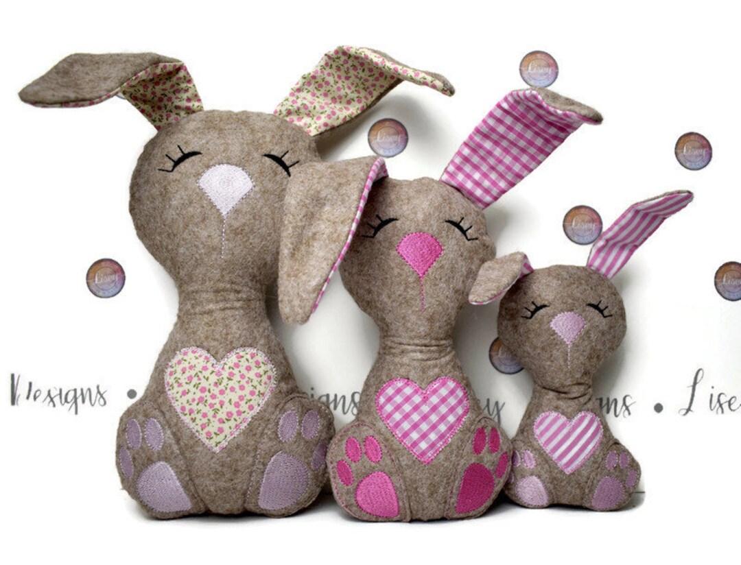 Bunny Plush Embroidery Design, ITH, Rabbit, 3 Sizes, Instant Download ...