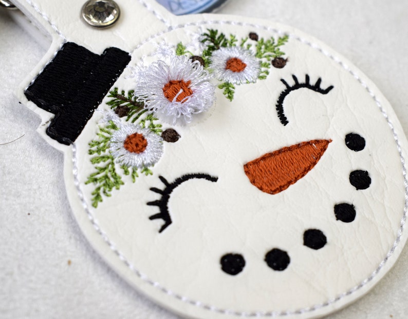4x4 Snowman Key Fob 3D fringed Flower Christmas Key Ring | Etsy