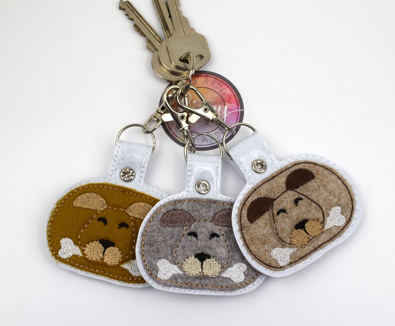 Digital File Dog Key Fob Double Sided Dog Mutt with Bone | Etsy