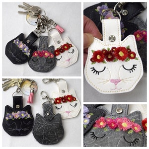 4x4 Cat Key Fob, 3D Fringed Flower, DIGITAL DESIGN, Cat Key Ring ...