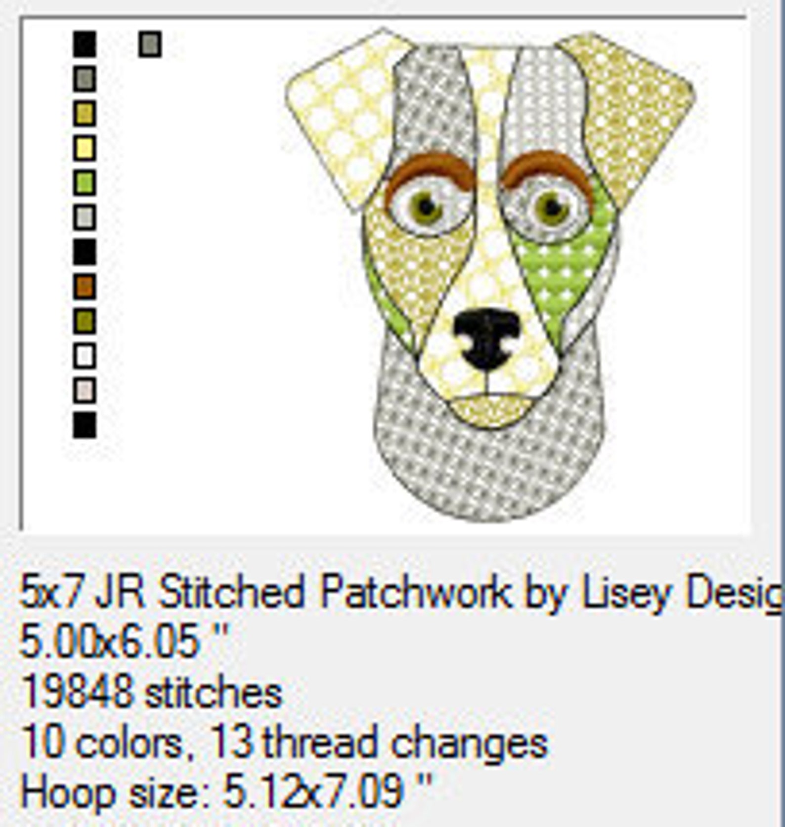 Digital File, Jack Russell Terrier, Stitched Patchwork, Machine ...