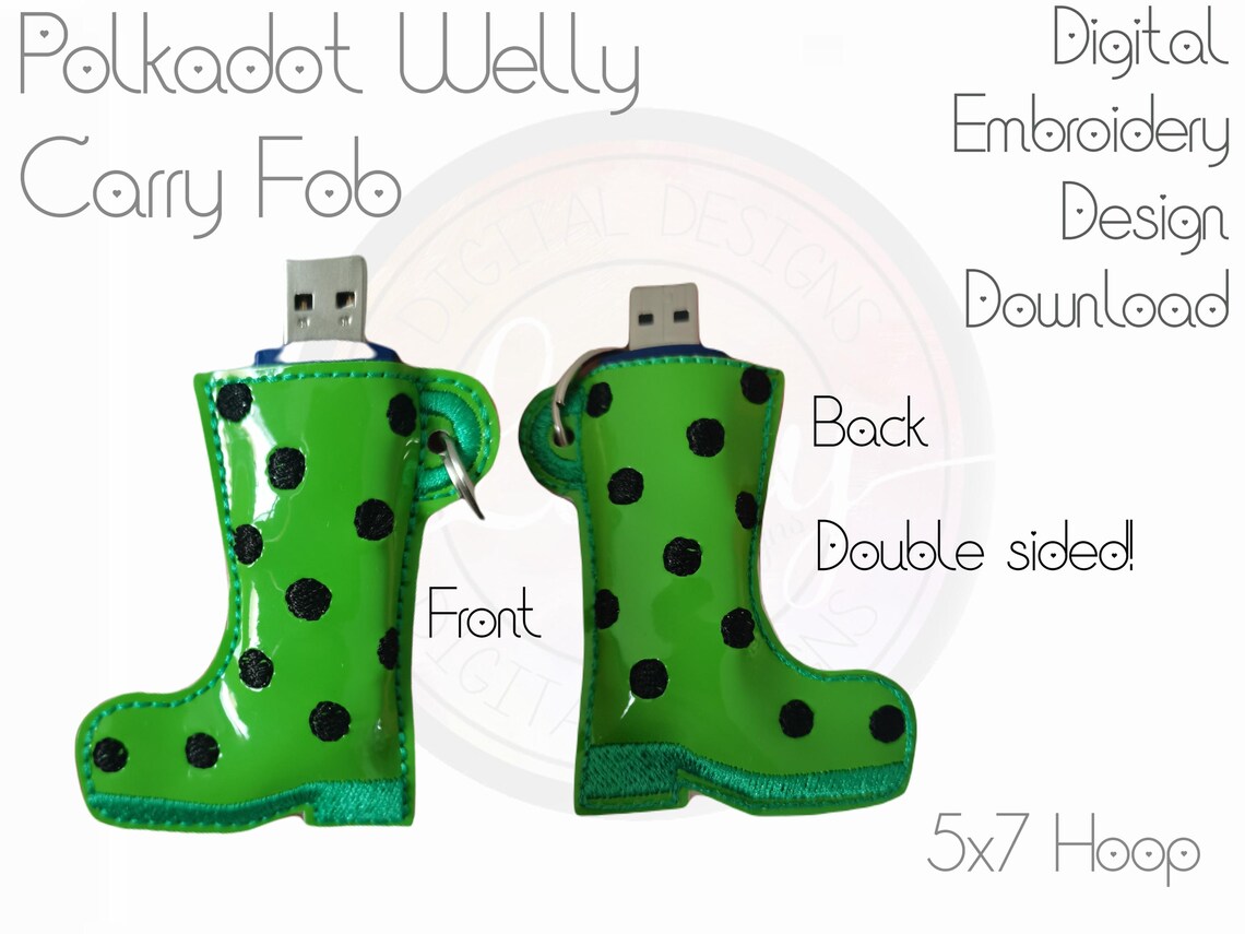 Welly Carry Key Fob, Wellington Boot Key Ring, Gumboots, Polka Dot ...