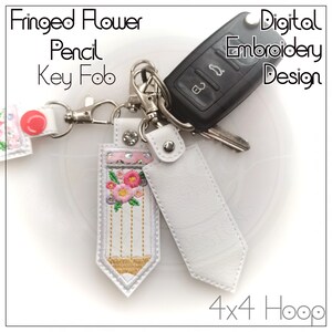 Pretty Flower Pencil Key Fob, 4x4 Hoop Required, ITH, Embroidery ...