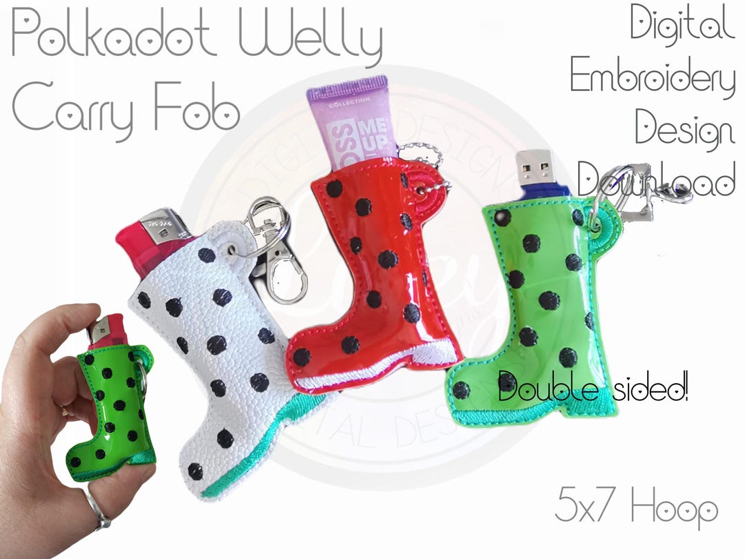 Welly Carry Key Fob, Wellington Boot Key Ring, Gumboots, Polka Dot ...