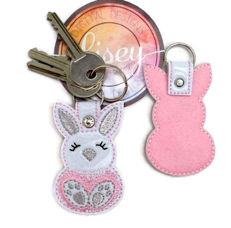 DIGITAL PATTERN, Bunny Key Fob, Rabbit Pom Fob, ITH, 4x4 & 5x7 Easter ...