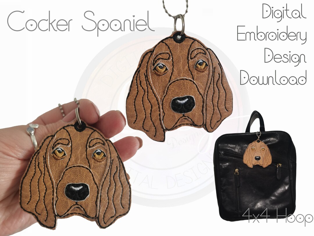 Cocker Spaniel, Key Ring Chain, Large Charm, Layered Applique, DIGITAL ...