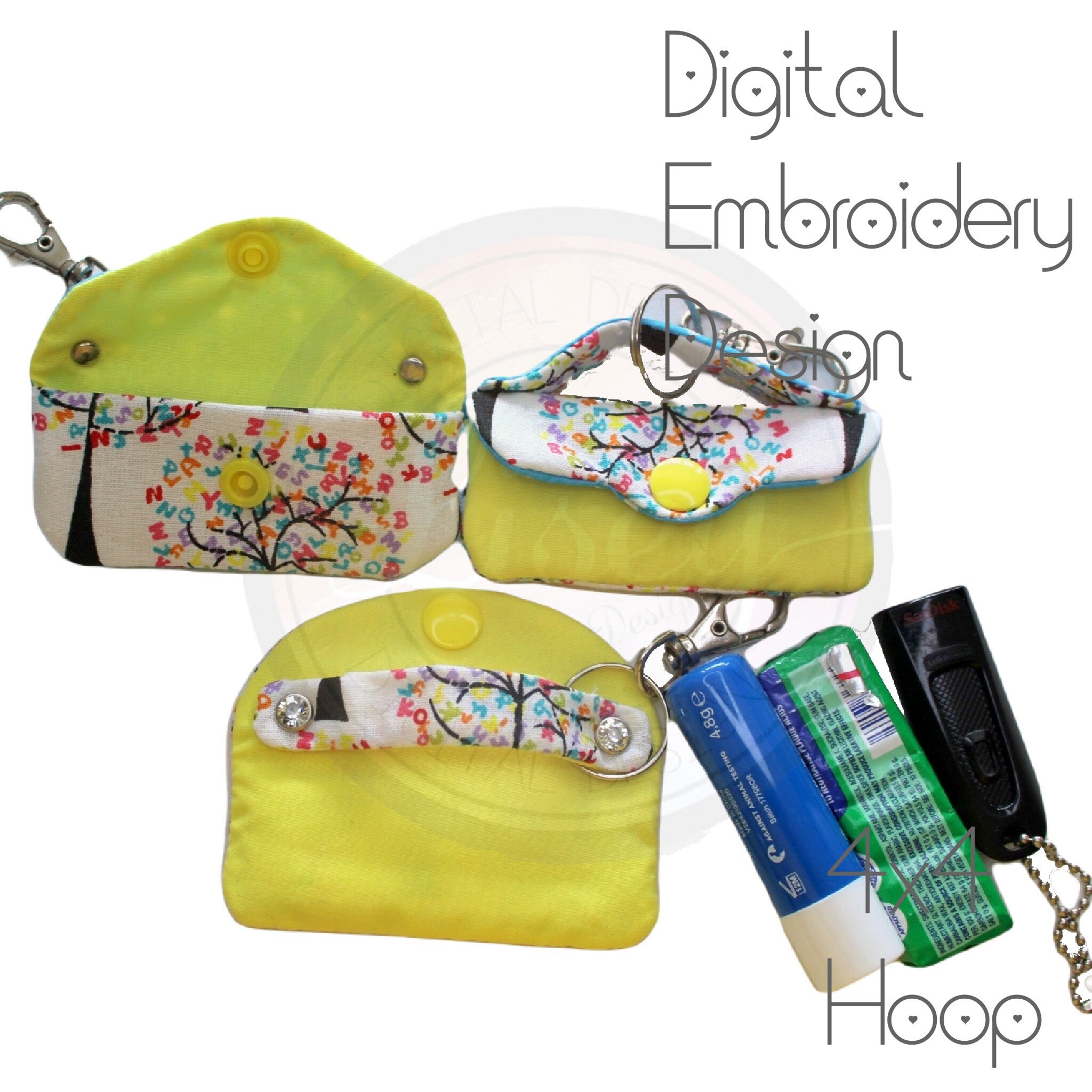 3 Lip Balm Cases, Fabric, Gum Purse, Usb Case, DIGITAL PATTERN, 4x4 ...