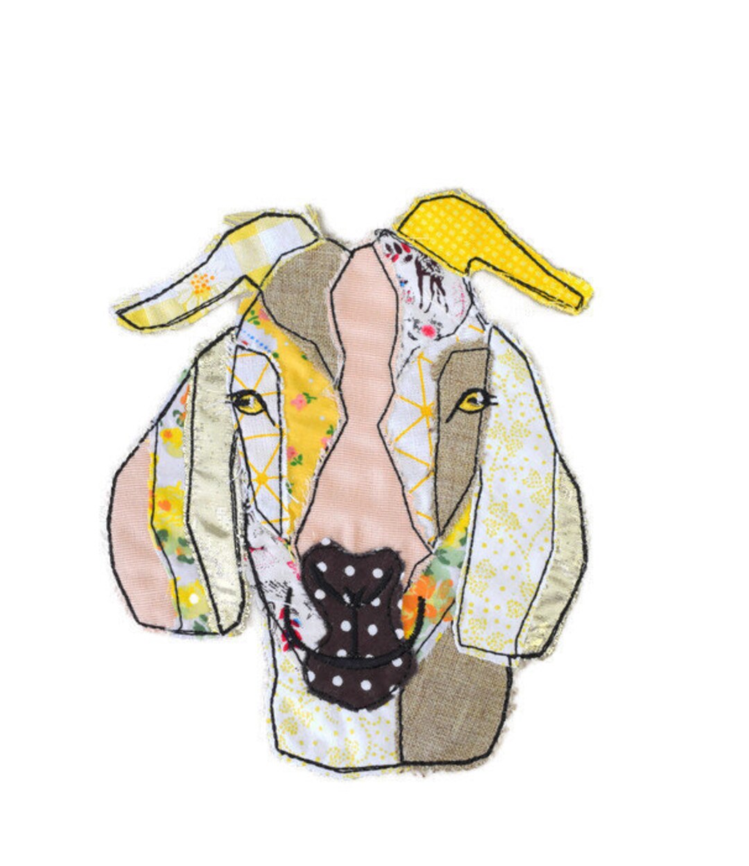Digital File, Patchwork Goat, Raw Edge Applique, Machine Embroidery ...