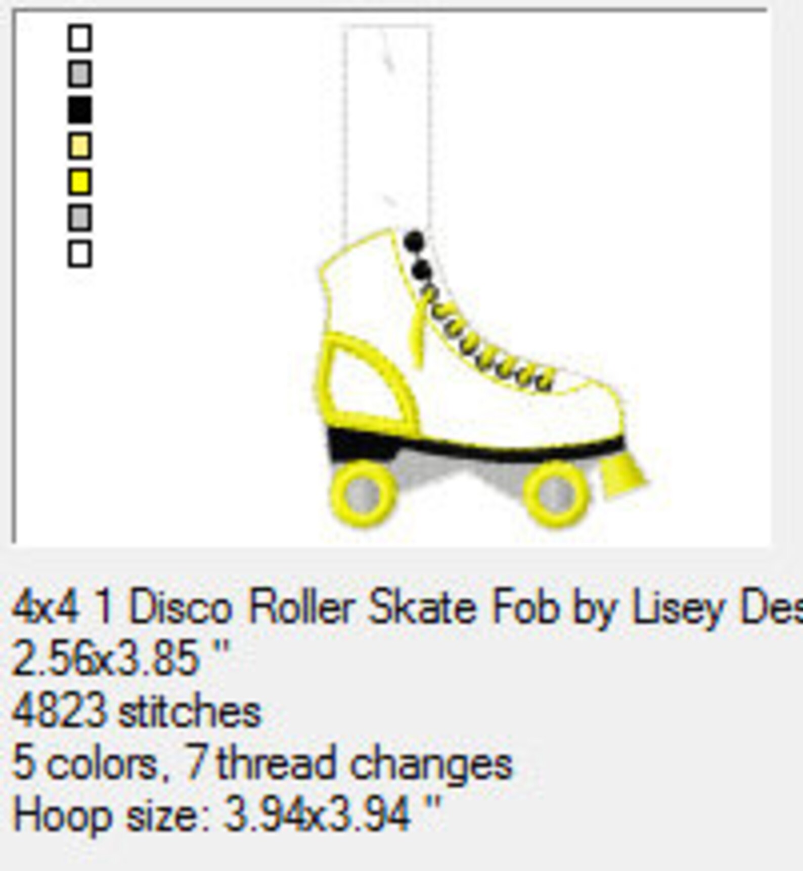 Roller Skate Key Fob, Disco Skate, Lisey Designs, 4x4 Hoop - Etsy