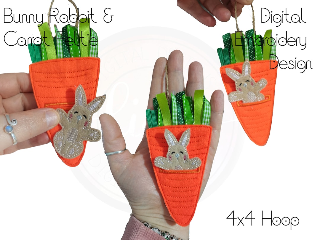 Bunny in a Carrot, Rabbit Hanging Decoration, Easter Design, DIGITAL ...