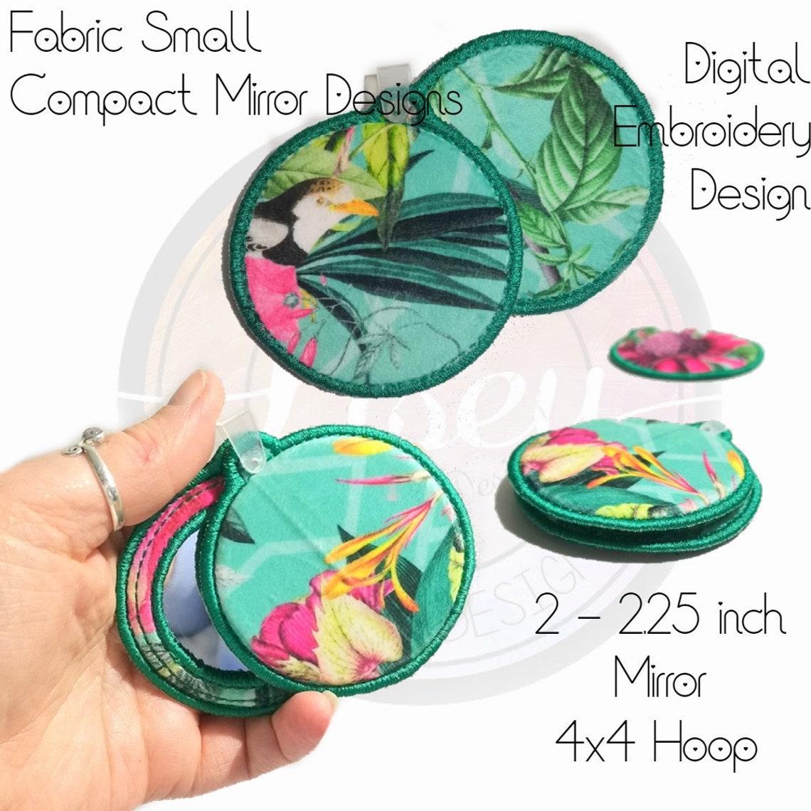 50 - 54 Mm Mirror Design, Fabric Covered Compact Mirror, Digital ...