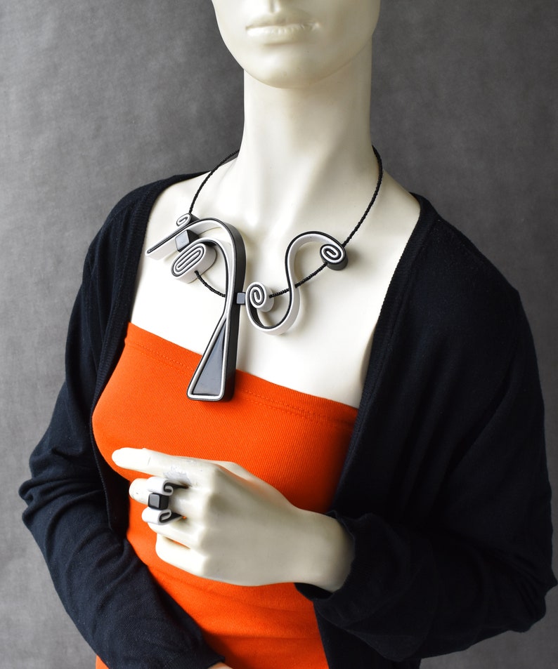 Avant Garde Black and White Collar or Set by Your Choice. - Etsy
