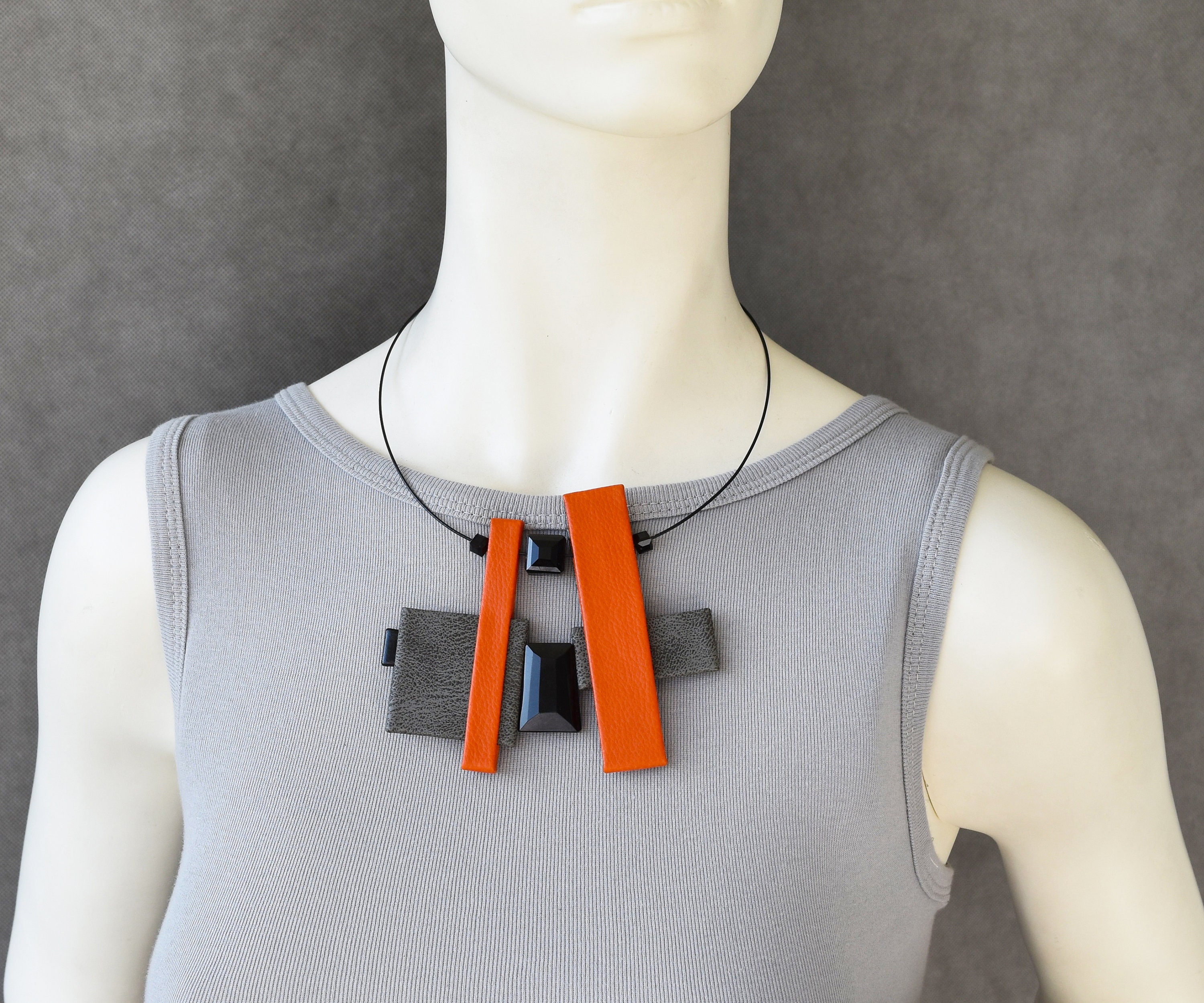 Artistic abstract necklace Minimalist geometric composition | Etsy