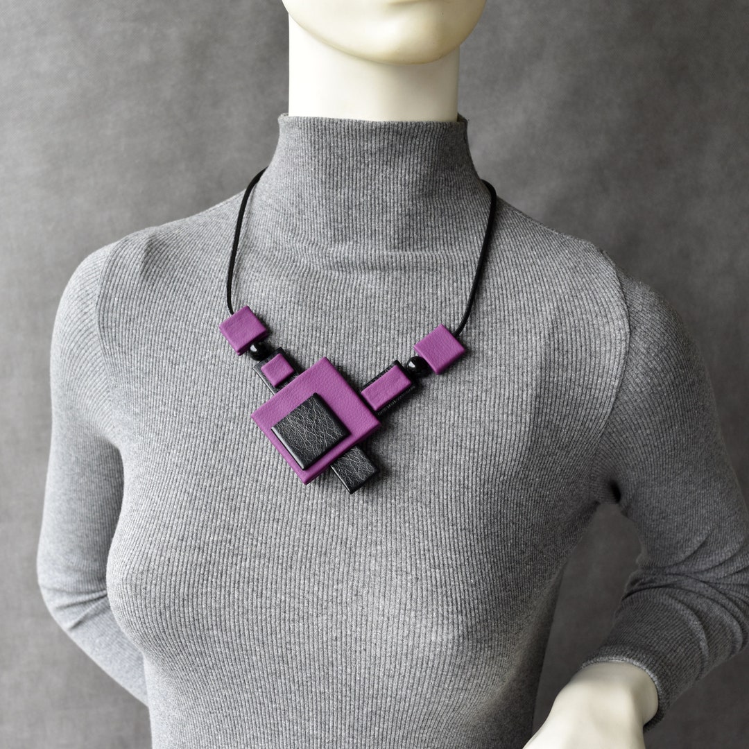 Geometric Mix, Two Side Necklace, Asymmetric Necklace, Contemporary ...
