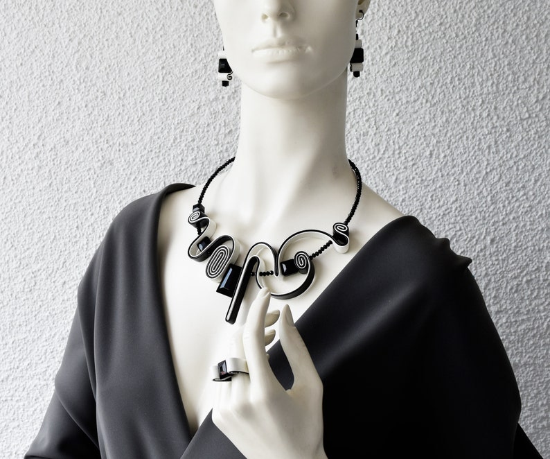 Avant Garde Black and White Collar or Set by Your Choice. - Etsy