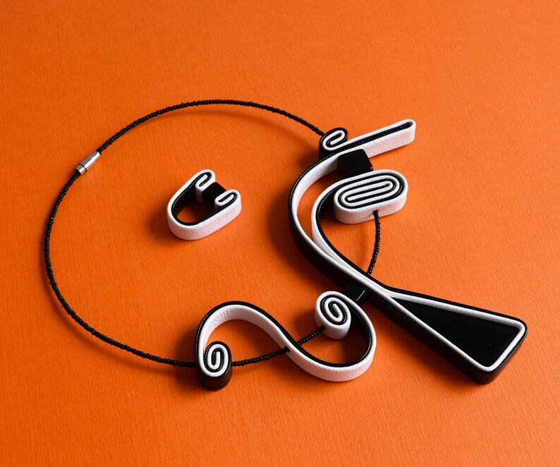 Avant Garde Black and White Collar or Set by Your Choice. - Etsy