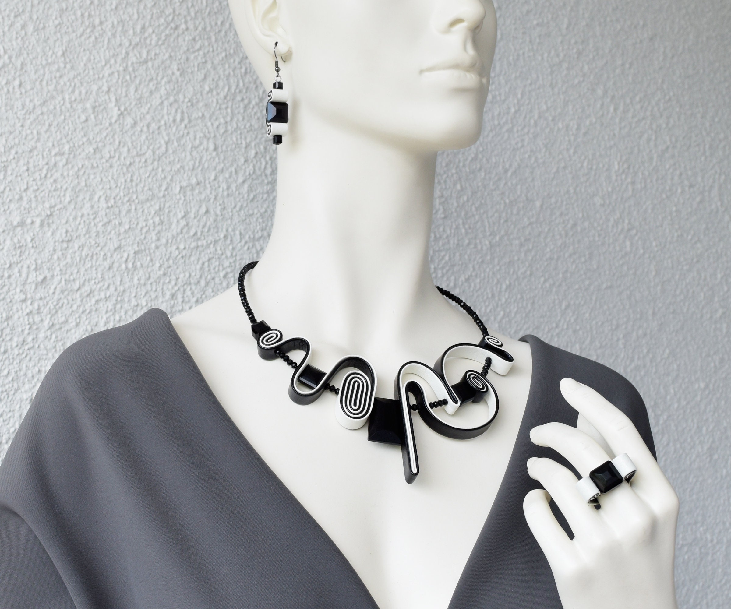 Avant Garde Black and White Collar or Set by Your Choice. Unusual ...