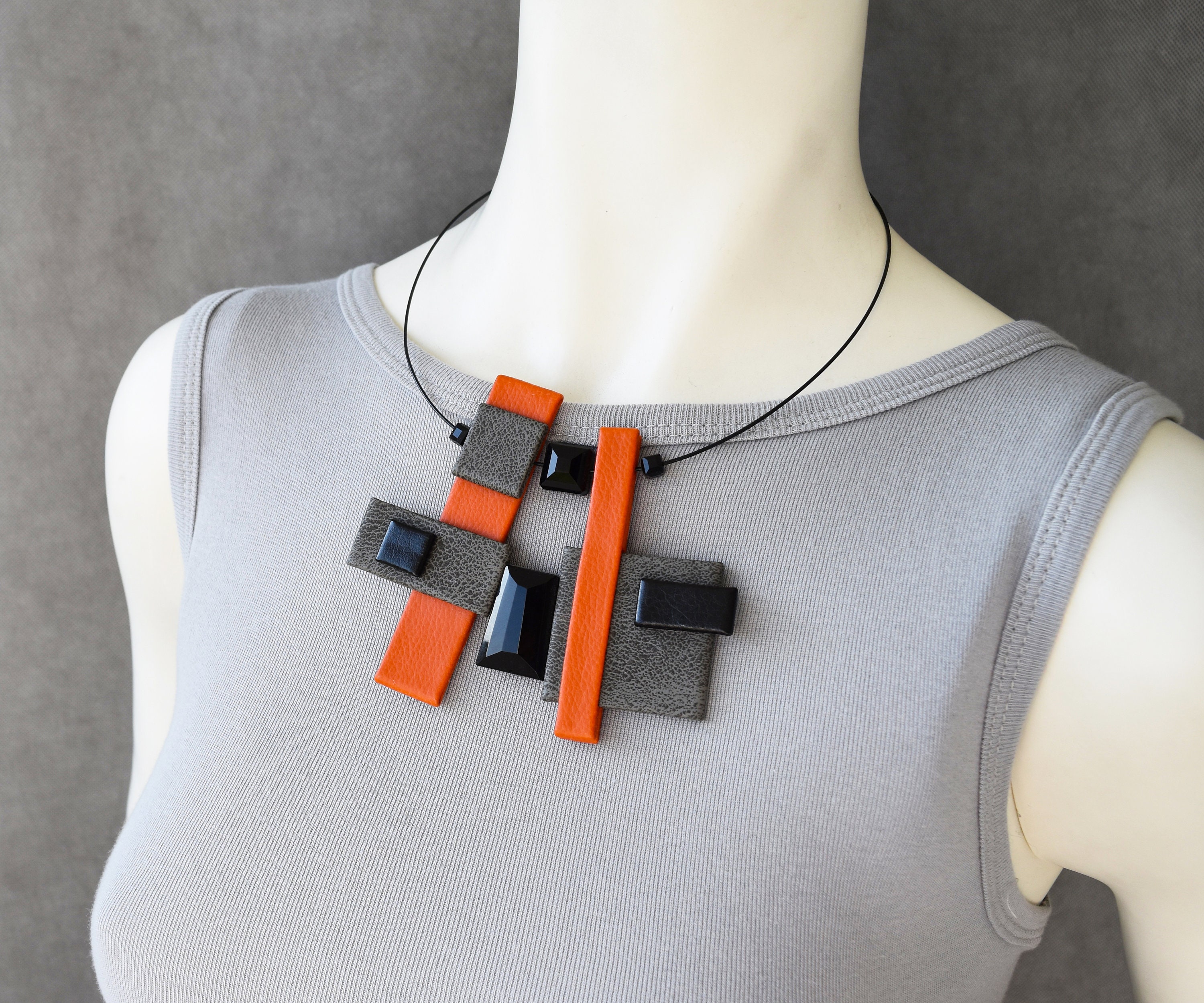 Artistic abstract necklace Minimalist geometric composition | Etsy