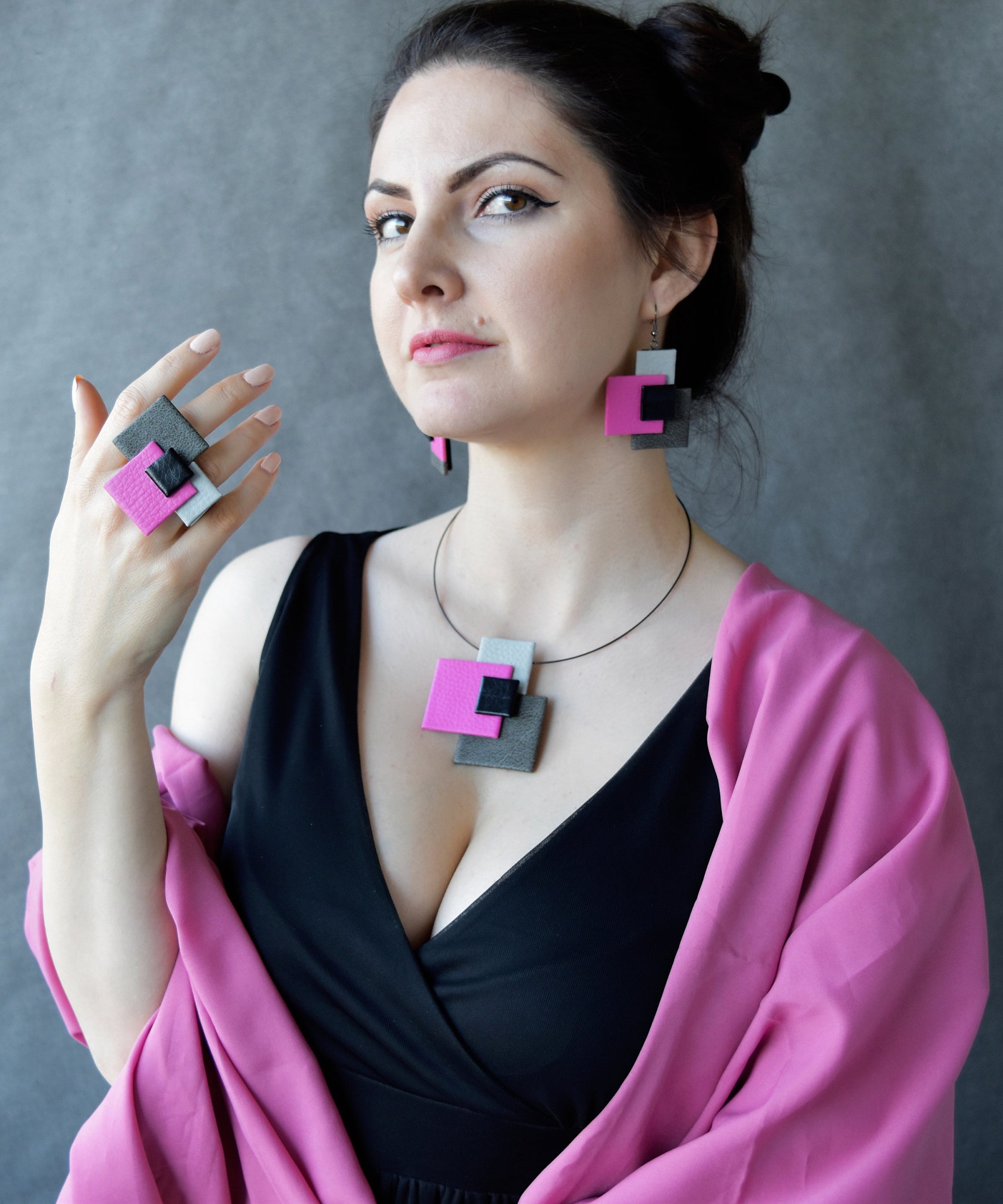 Geometric Bloom Short Necklace Artistic Necklace Geometric - Etsy