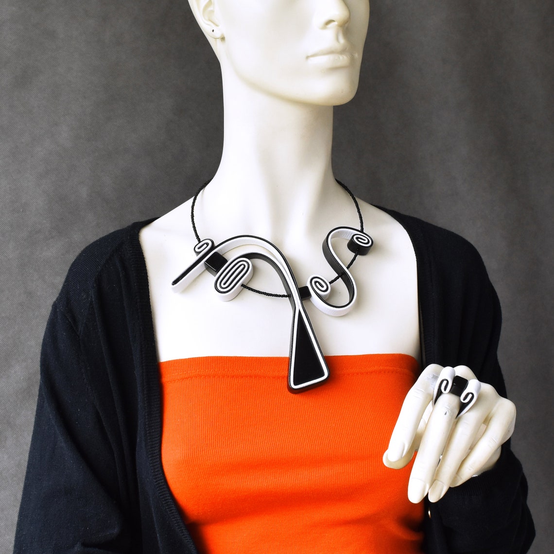 Avant Garde Black and White Collar or Set by Your Choice. - Etsy