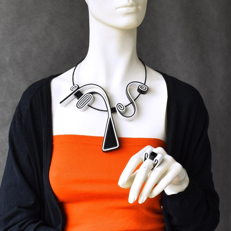 Avant Garde Black and White Collar or Set by Your Choice. - Etsy