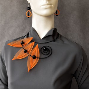 Orange and Black Contemporary Bohemian Style Open Spiral Collar ...