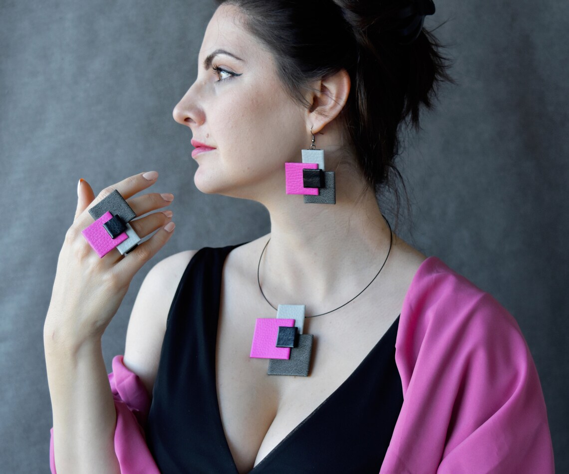 Geometric Bloom Short Necklace Artistic Necklace Geometric - Etsy