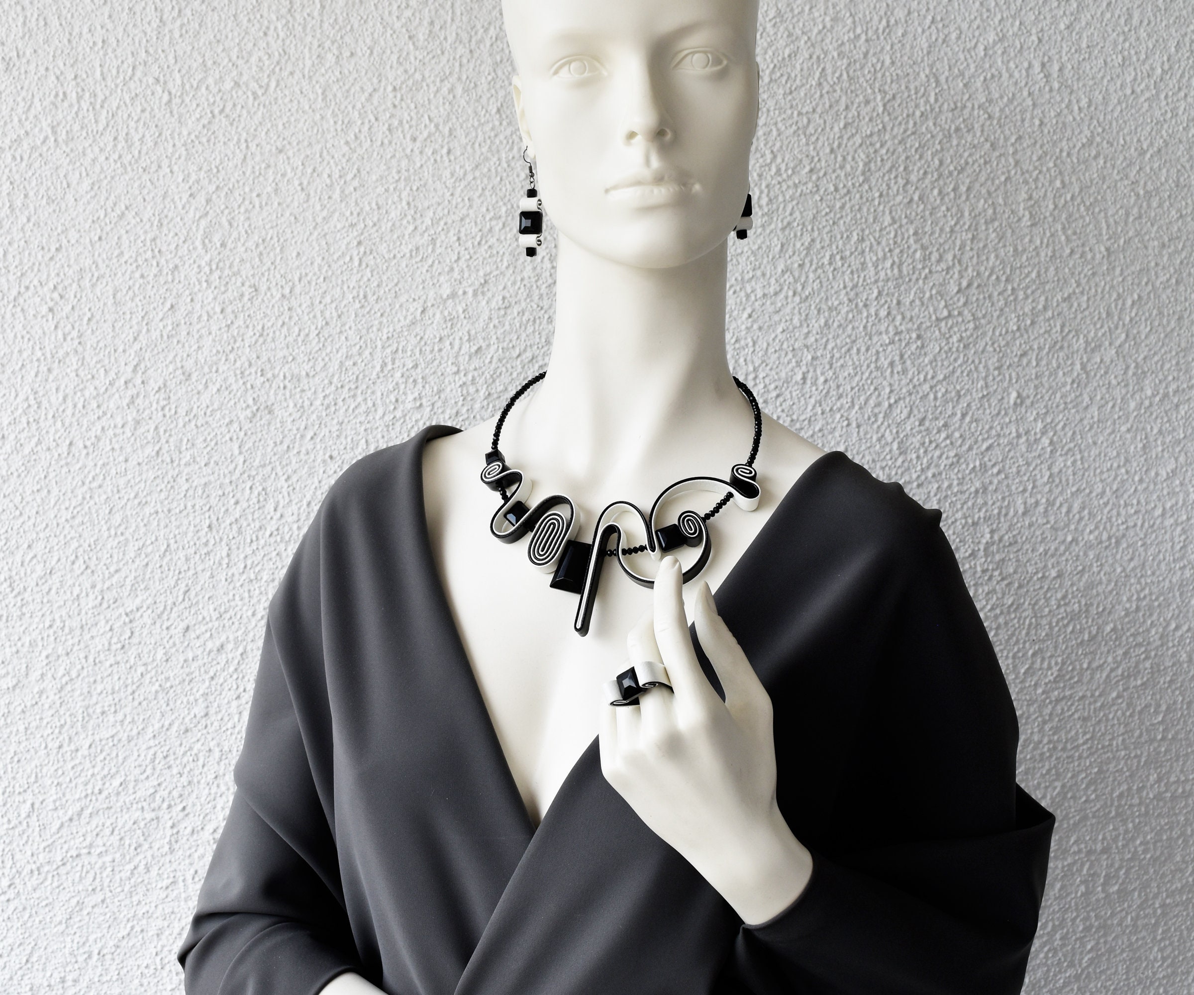 Avant Garde Black and White Collar or Set by Your Choice. | Etsy
