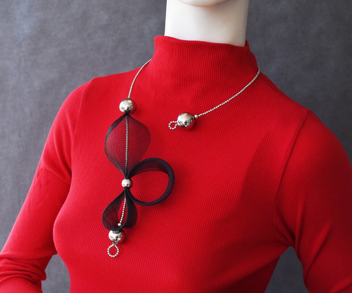 Bohemian Open Collar Unusual Contemporary Necklace Black and - Etsy