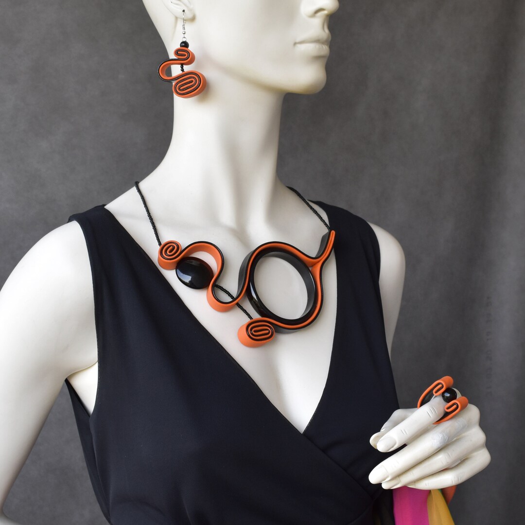 Pop Art Black and Orange Collar or Set by Your Choice From Ocular ...