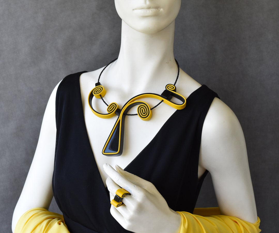 Avant Garde Black and Yellow Collar or Set by Your Choice. Unusual ...